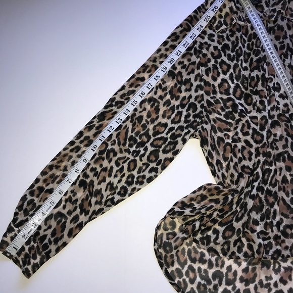 H&M | Tops | Hm High Low Leopard Print Blouse Roll Up Sleeves | Poshmark